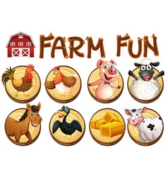 Labels with different farm animals Royalty Free Vector Image