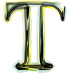 Colorful grunge font letter t Royalty Free Vector Image