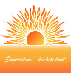 Beautiful summer card with sun icon and text Vector Image