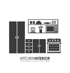 Line drawing a cozy kitchen Royalty Free Vector Image
