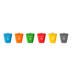 Waste sorting orange trash can with sorted Vector Image