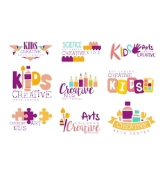 Kids creative labels collection children Vector Image