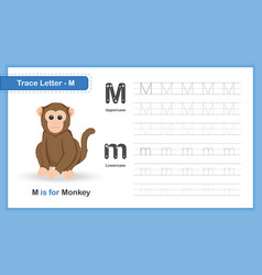 Trace letter-r a-z animal hand writing practice Vector Image