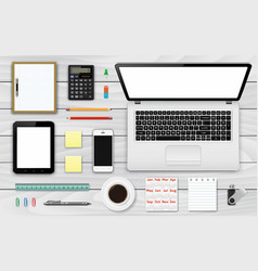 Office interior elements top view set Royalty Free Vector