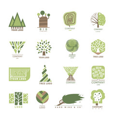 Tree logo green eco symbols nature wood Royalty Free Vector