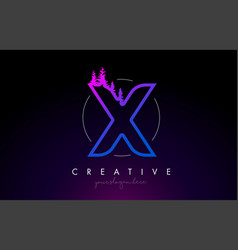 Creative r letter logo idea with pine forest Vector Image