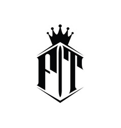 Ft letter logo monogram hexagon shield shape Vector Image