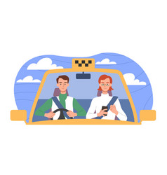 Vip taxi with driver and passenger in cartoon Vector Image