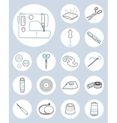 Sewing tools kit icons Royalty Free Vector Image