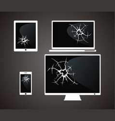 Smart phone with broken screen Royalty Free Vector Image