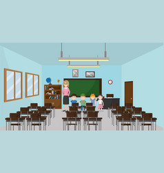 Back and front view modern school classroom Vector Image