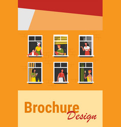People in windows frames communicating neighbors Vector Image
