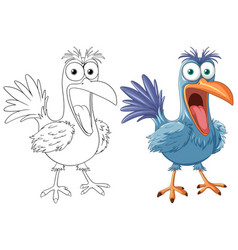 A colorful bird and its sketch Royalty Free Vector Image