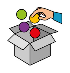 Soccer ball in a box isolated over white Vector Image