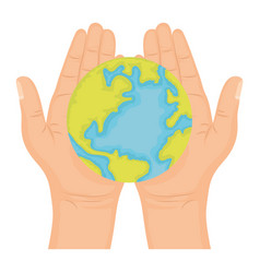 Multicultural hands around globe Royalty Free Vector Image