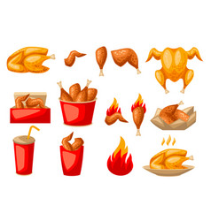Fried chicken set Royalty Free Vector Image - VectorStock
