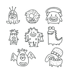 Cute monsters doodle alphabet abc Royalty Free Vector Image
