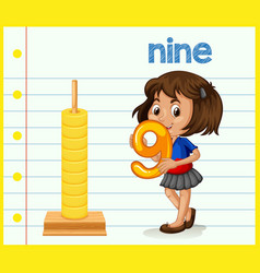 Little girl holding number nine Royalty Free Vector Image