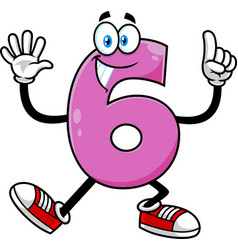 Funny red number one 1 cartoon character Vector Image