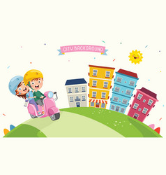 Kid riding motorcycle Royalty Free Vector Image