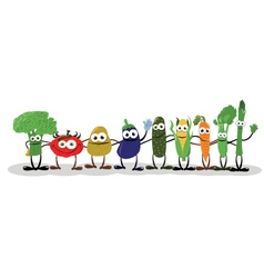 Cartoon vegetable cute characters face Royalty Free Vector