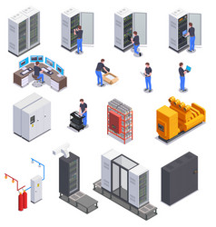 Server room isometric information technology Vector Image
