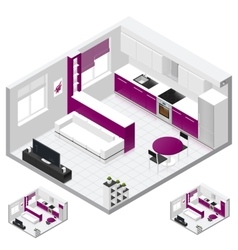 Small studio apartment cartoon plan Royalty Free Vector