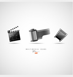 Horizontal film strip with blank frames curls Vector Image