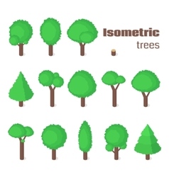 3d isometric plants trees bushes palms Royalty Free Vector