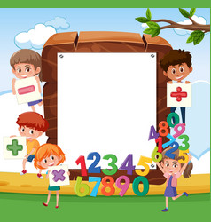 Frame template with kids and vegetables Royalty Free Vector