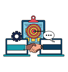 Hands business persons done deal with document Vector Image