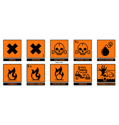 Hazard warning symbol icons ghs safety pictograms Vector Image