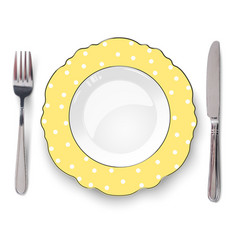 Empty red dish with figured edges Royalty Free Vector Image