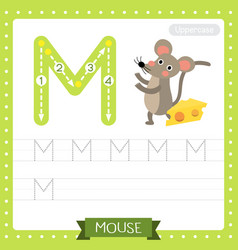 Letter m uppercase tracing manta ray Royalty Free Vector