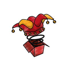 April fools day hat joker box Royalty Free Vector Image