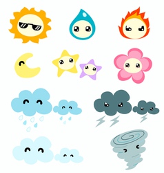 Set cards with cute baby weather Royalty Free Vector Image