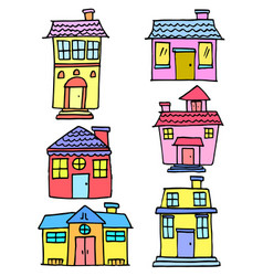 Doodle of house set various hand draw Royalty Free Vector