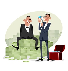 Rich wealthy careless people on bucks heap Vector Image