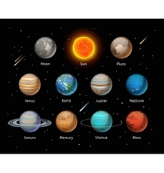 Planets icon set realistic style Royalty Free Vector Image
