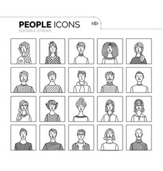 Girls outline avatars collection Royalty Free Vector Image