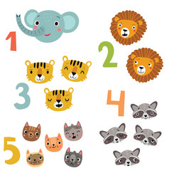 Educational numbers set with farm animals Vector Image
