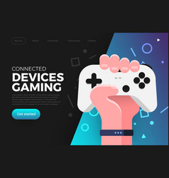 Retro neon color game controller Royalty Free Vector Image
