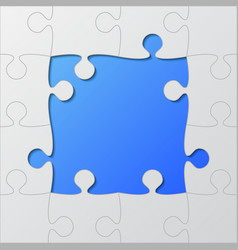 Light blue background puzzle frame jigsaw Vector Image