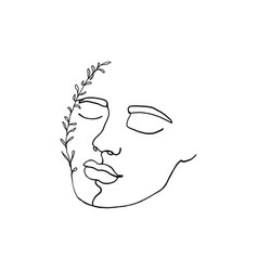 Continuous line drawing woman face fashion Vector Image