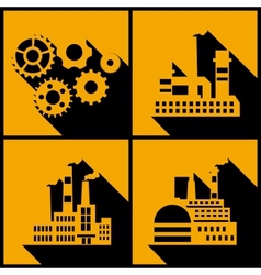 Factory building red icon in the flat style Vector Image