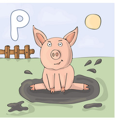 Alphabet letter r and rabbit abc book Royalty Free Vector