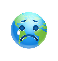 Planet with crying face Royalty Free Vector Image