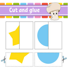 Cut and glue four flash cards color puzzle Vector Image