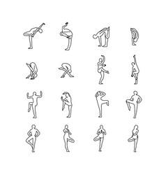 Yoga poses outline sketch Royalty Free Vector Image