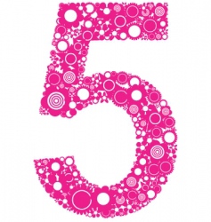 Number 5 and five octopuses Royalty Free Vector Image